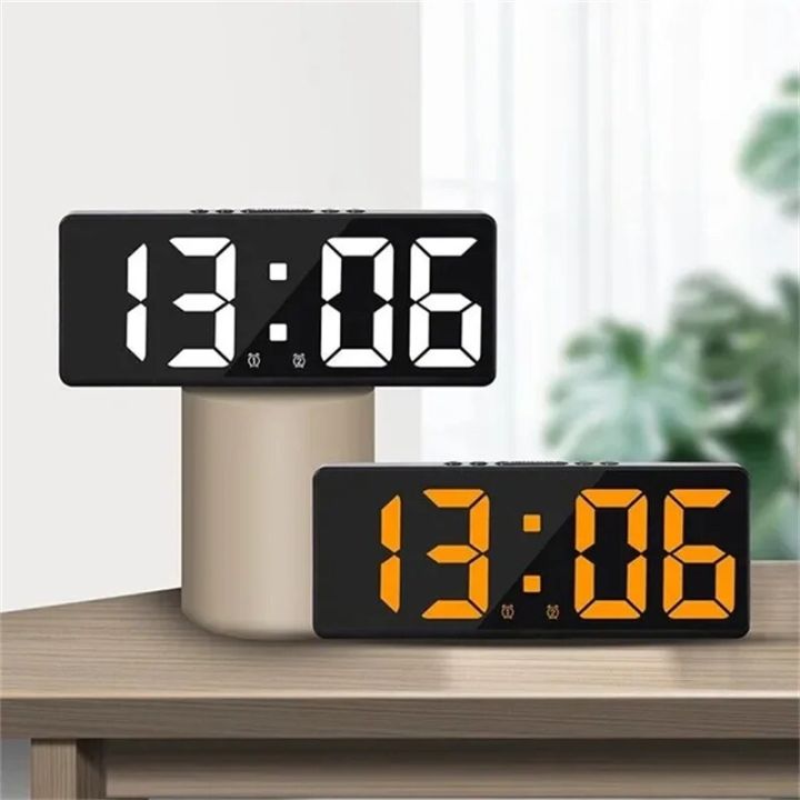 LED Digital Alarm Clock Voice-activated Mirror Double Alarm Clock ...