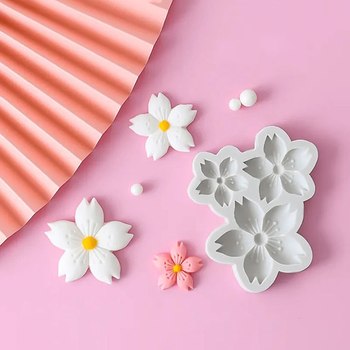 1Pc 3 Cavity Sakura Flower Shape Silicone Mold Sun Flower Fondant ...