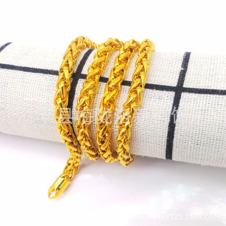 Brass gold-plated men's chain lantern chain vietnam sand gold men's ...