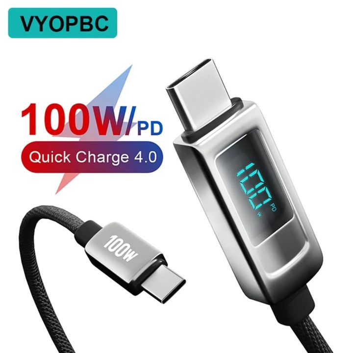 LED Display USB C To Type C Cable 100W PD Fast Charging Charger Cable ...