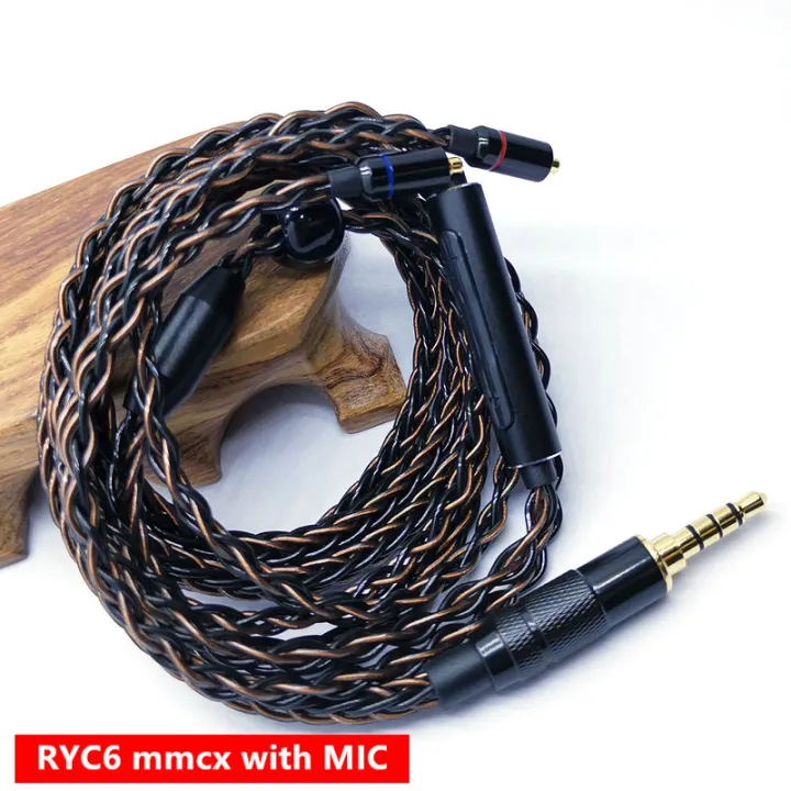 1.2m Diy Replacement Mmcx Cable With Mic 3.5mm Silver Plated Upgraded 8 ...