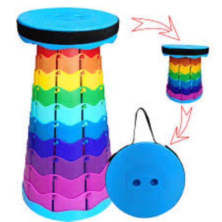Rainbow Telescopic Stool Outdoor Portable Chair Folding Camping Fishing ...