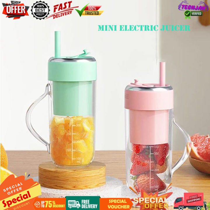 Portable hand mini electric juicer blender 300ml pink colors Juicer ...