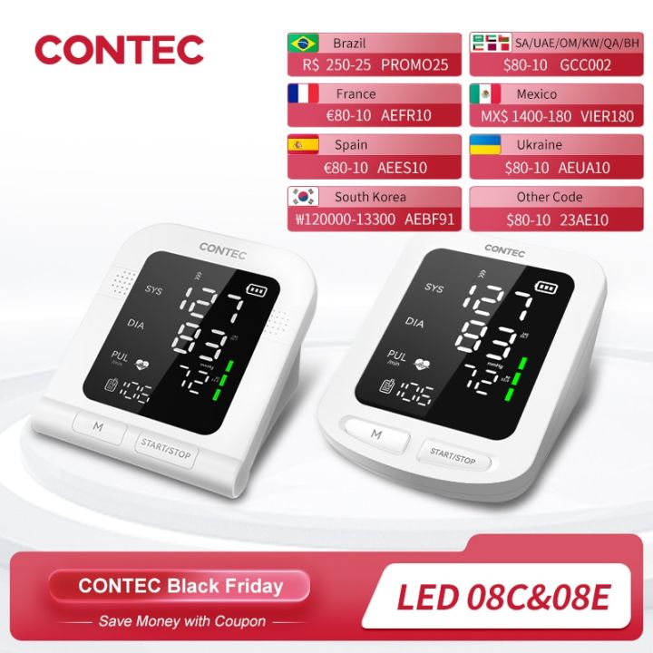 CONTEC Portable Automatic Digital Blood Pressure Monitor BP Monitor ...