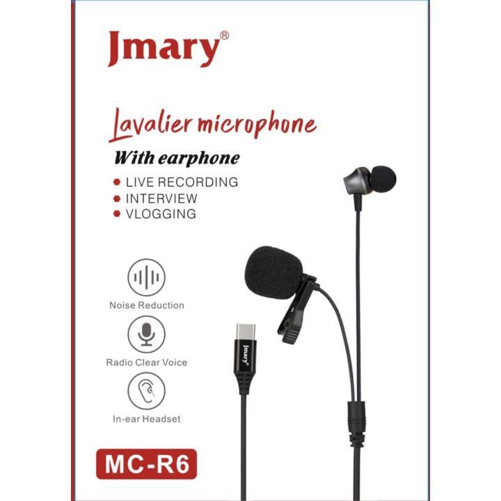 Jmary MC-R6 Type-C Jack Professional Lavalier Lapel Mini Microphone ...