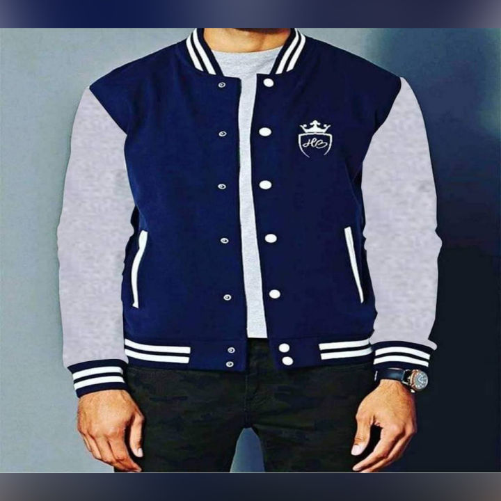 Navy Blue and Gray Cotton Jacket For Men | Daraz.com.bd