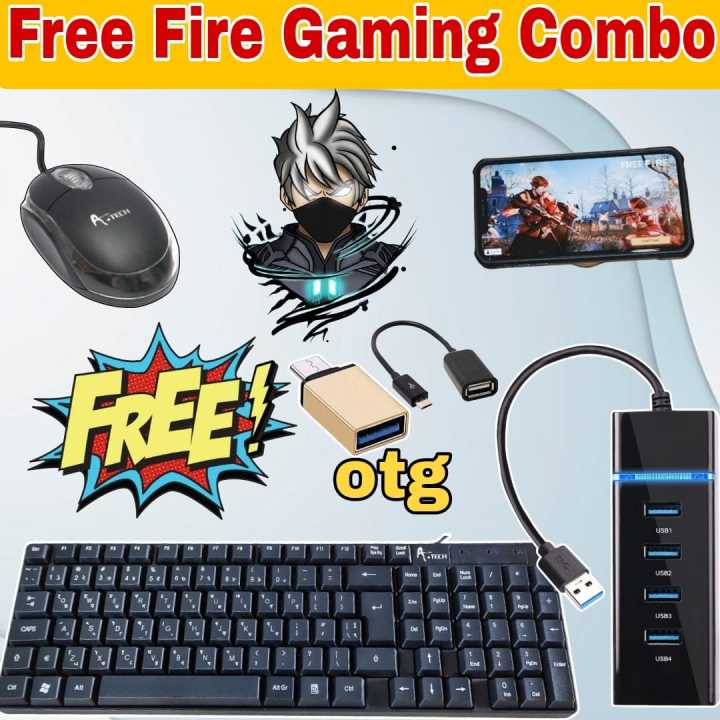 USB keyboard optical mouse and hub- with free OTG- gaming combo pack ...