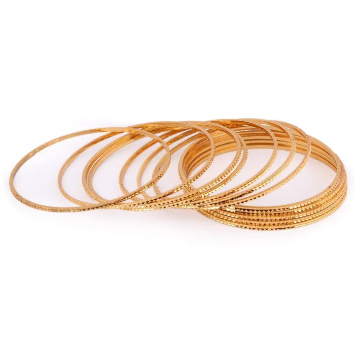 Golden metal bangles churi for Women 12 pieces | Daraz.com.bd