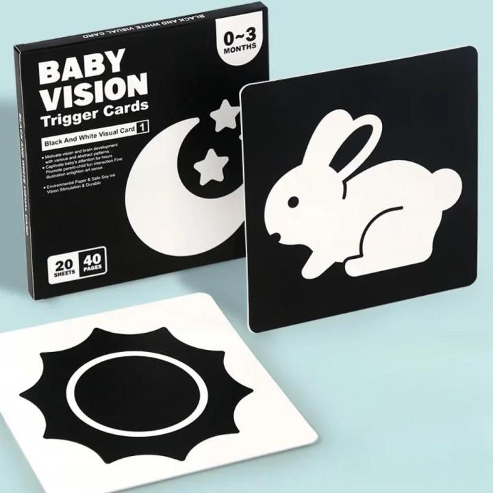 Black White High Contrast Card Montessori Baby Vision Stimulation Cards ...