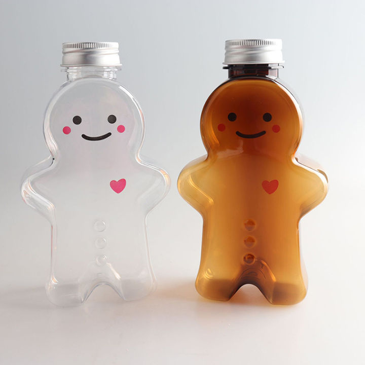 500ml Cute Gingerbread Man Drinking Cup Shaker Drink Bottle Milk Tea ...