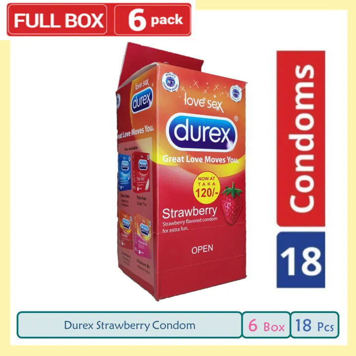 Durex Strawberry Condom - Combo Full Box 6 Packs - 18pcs. | Daraz.com.bd