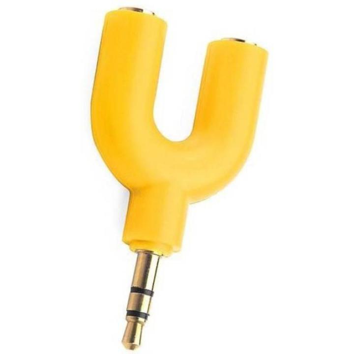 Music Listening Dual Splitter 3.5mm Audio Converter-Yellow | Daraz.com.bd