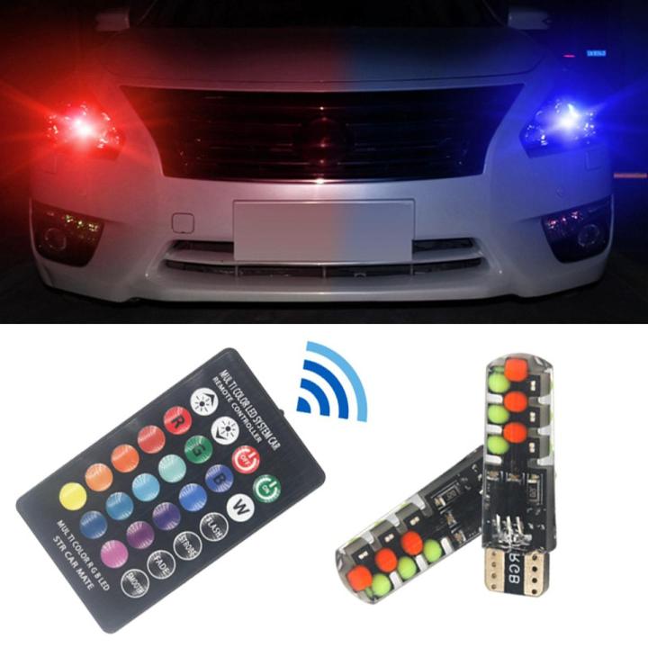 T10 w5w RGB LED Bulb 12SMD COB canbus 194 168 Car With Remote ...