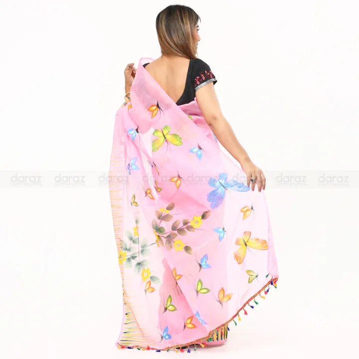 Hand Print New Excellent Fashionable Half Silk Sharee For Women | Daraz ...
