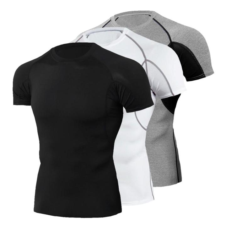 Gym Men's T-shirt Basketball Football Compression Shirt Men ...