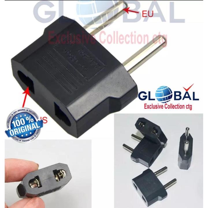 US to Flat Pin To Eu 2 Round Pin Plug socket Adapter USA to Euro wall ...