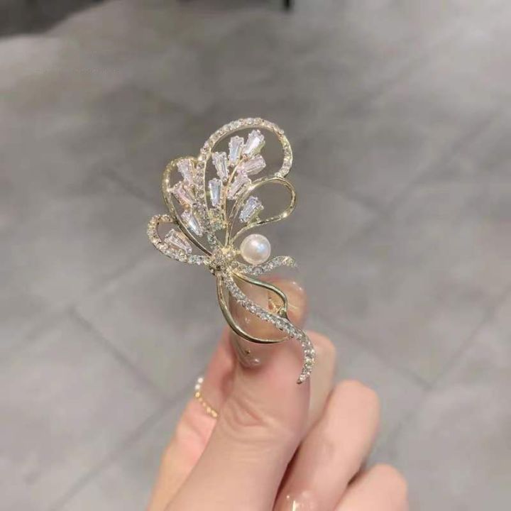 New Stylish Bow Brooch Rhinestone Flower Brooches For Girls Large