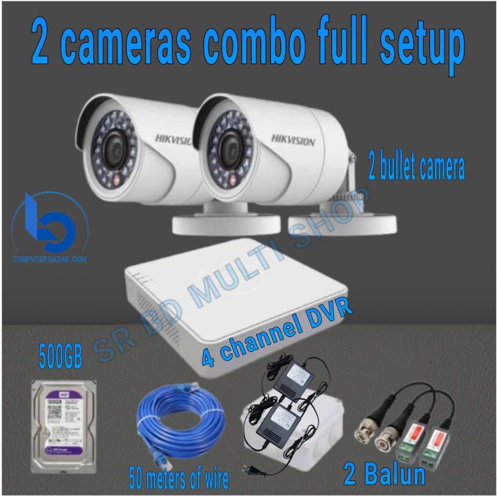 Hikvision CCTV Camera Package 02 Pcs With all Accessories | Daraz.com.bd