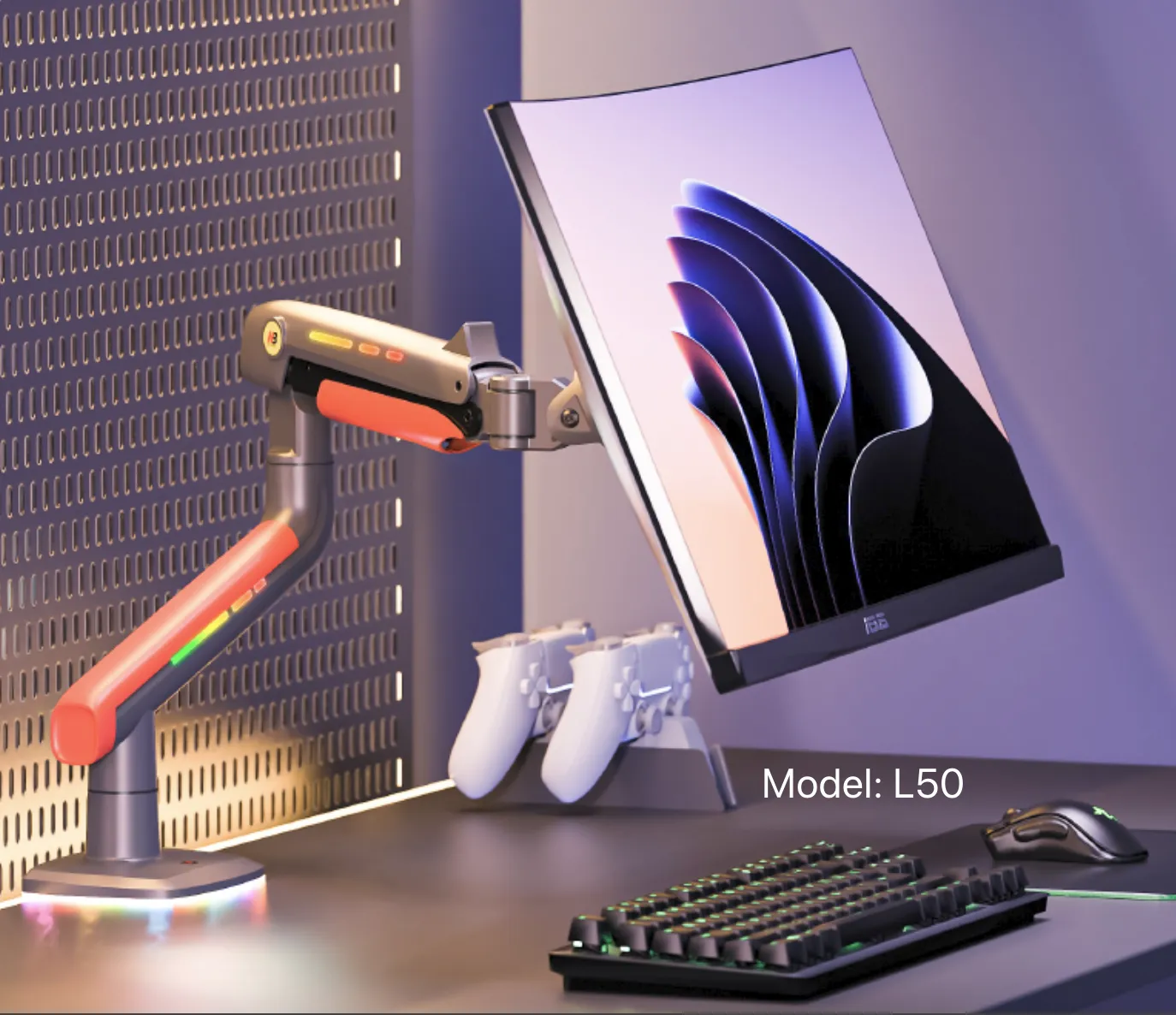 NORTH BAYOU L50-L60-L70 RGB Gaming Monitor Arm 32"-60" Gas Spring Computer LCD Monitor Stand ...