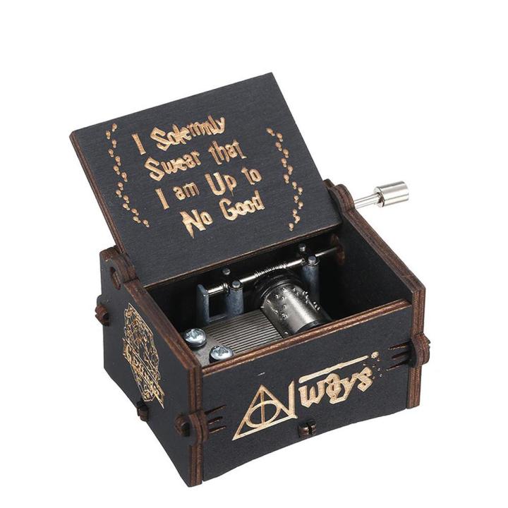 NYT （Black Harry Potter）Wood Music Box Mini Vintage Engraved Hand ...