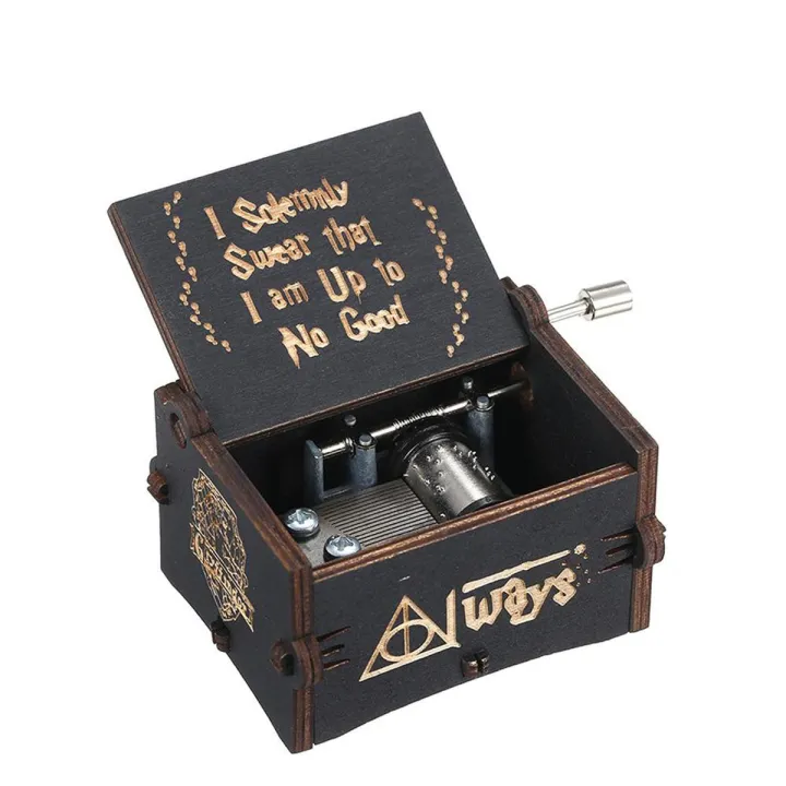 NYT （Black Harry Potter）Wood Music Box Mini Vintage Engraved Hand ...