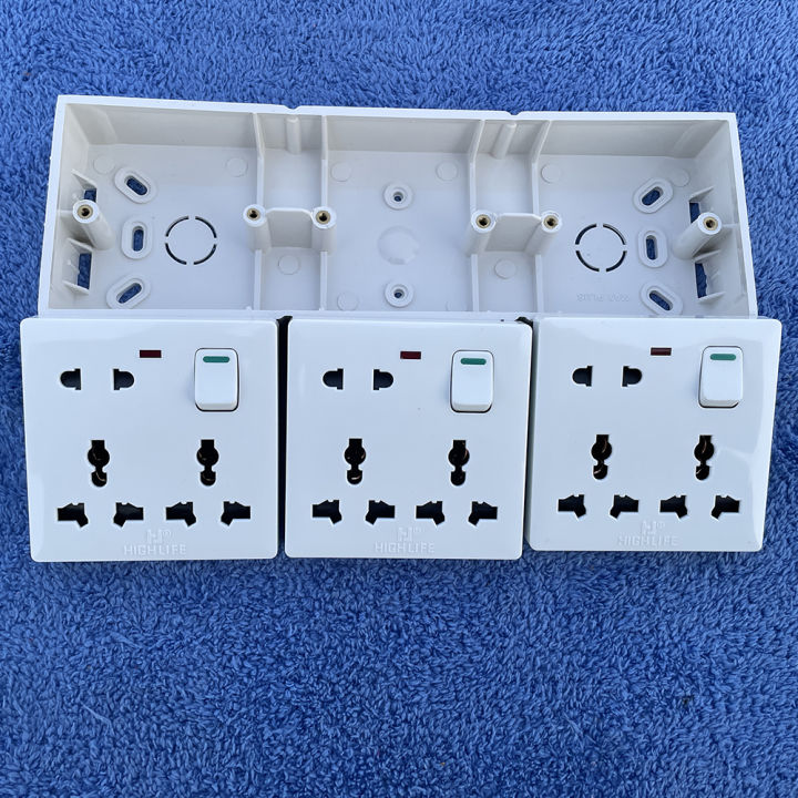 Electric Combined Multi Socket 8 Pin Socket 3 Pcs With 3 Gang Box ...