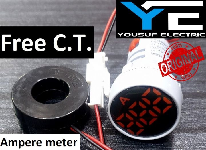 Digital Ampere Meter 22mm 100A Panel Mount 22mm Round Panel Ampere ...