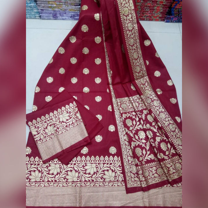 Afsan skin print katan style cotton three piece shalwar kameez with ...