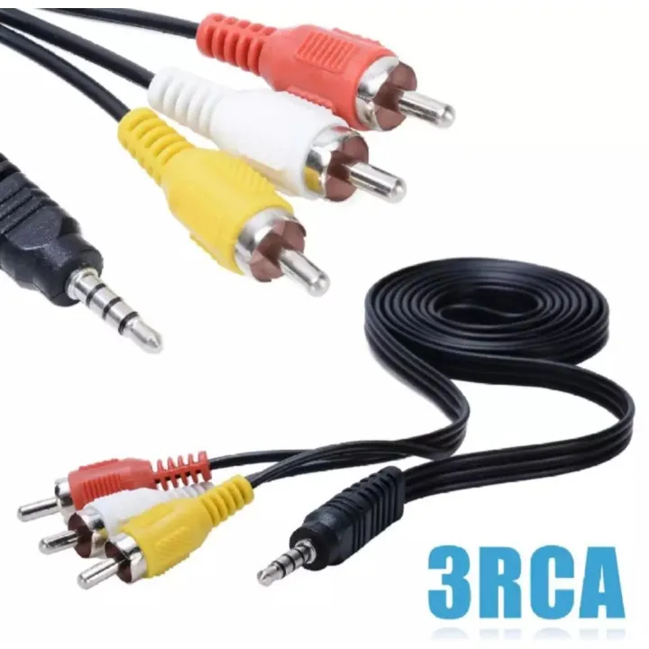 1:3 Port TV BOX 3.5 MM JACK TO 3 RCA MALE PLUG, ADAPTER AUDIO CONVERTER ...
