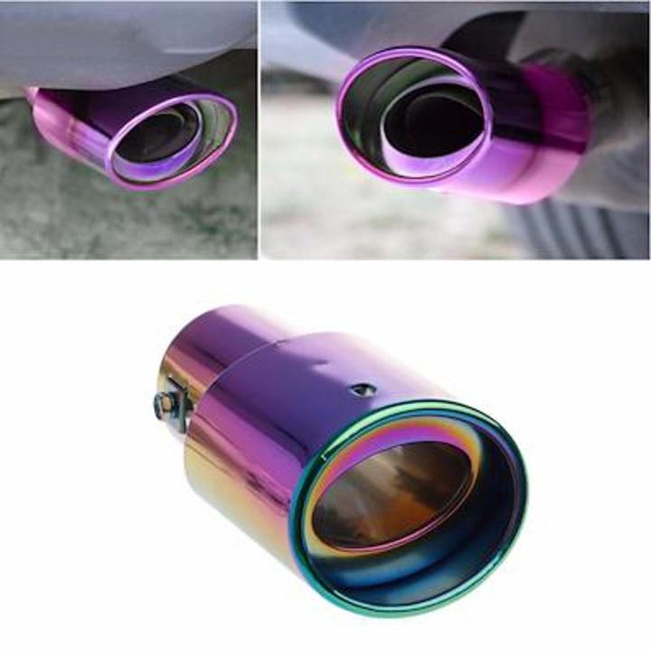 1Pc Colorful Universal Stainless Steel Car Rear Round Exhaust Pipe ...
