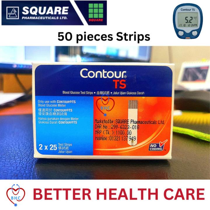 Contour TS Glucometer Test STRIPS 25+25 pcs 2 vail1 Box | Daraz.com.bd