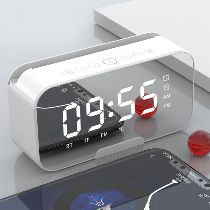 G10 Wireless Speaker 5.0 Loudspeaker Alarm Clock Radio W/ Mirror LED ...