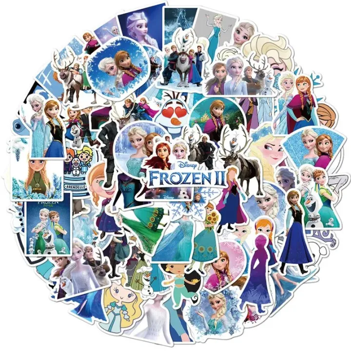 Disney Frozen Stickers 100Pcs Cartoons Princess Kids DIY Waterproof ...