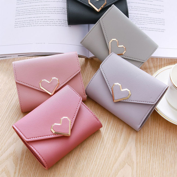 Women Heart Wallet PU Leather Wallet Female Small Purses Card Holder ...
