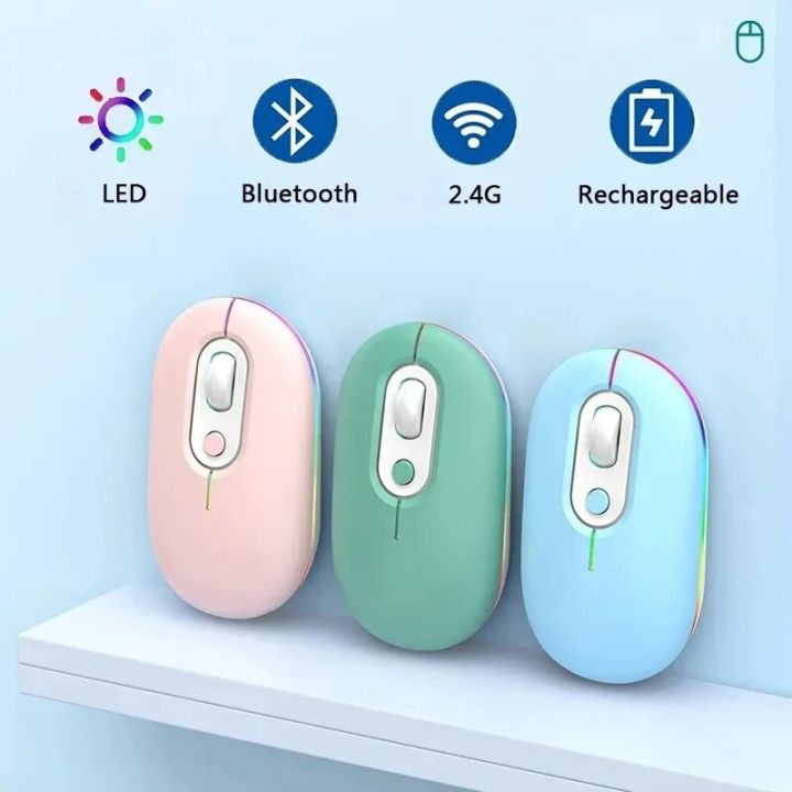 Wireless Mouse Bluetooth 5.2 2.4G 1600DPI Ergonomic 4 Mute Buttons Mice ...