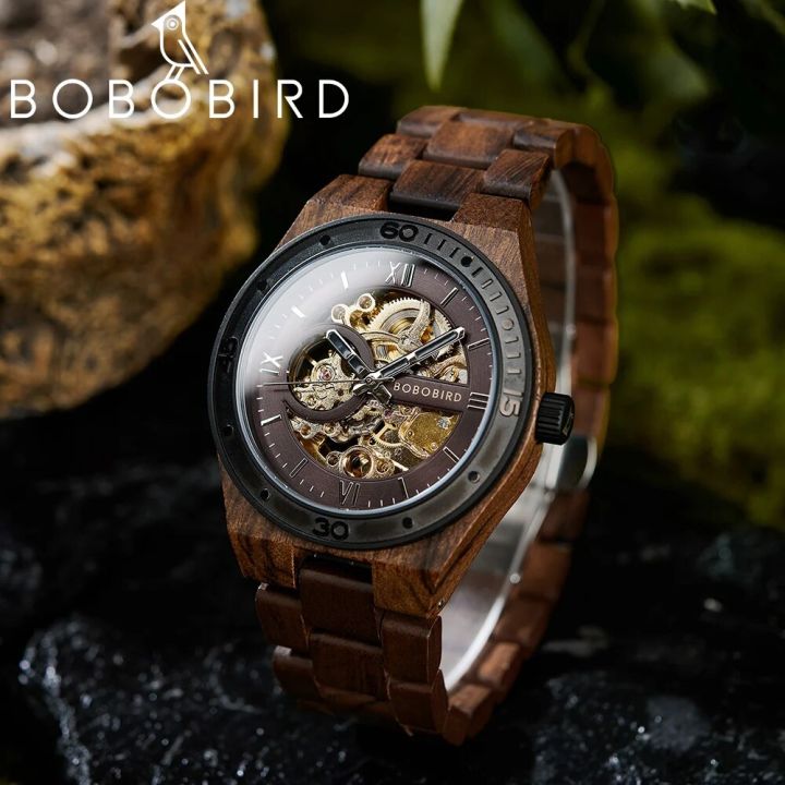 Top Luxury Men's Watches BOBO BIRD Mechanical Wristwatch Wooden Relogio Masculino Custom Father ...
