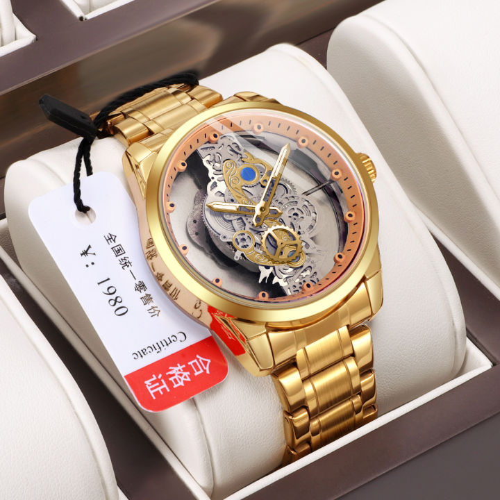 New double-sided transparent skeleton fully automatic mechanical watch ...