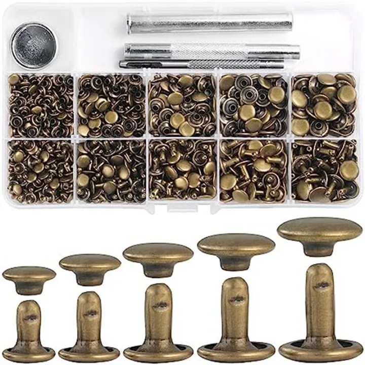 340 Sets Leather Rivet Kit Rivets Leather Double Hat Rivets Apparel ...