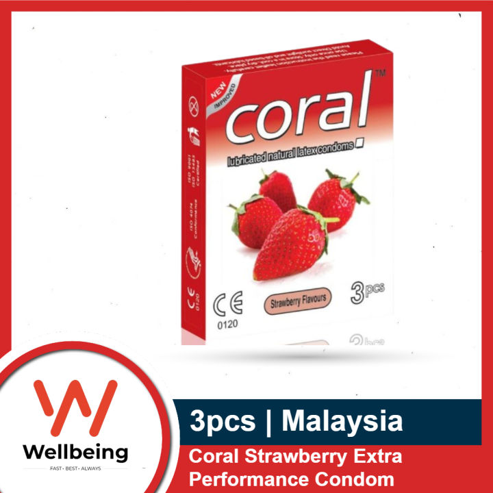 Coral - Strawberry Extra Performance Condom - Single Pack - 3x1=3pcs ...