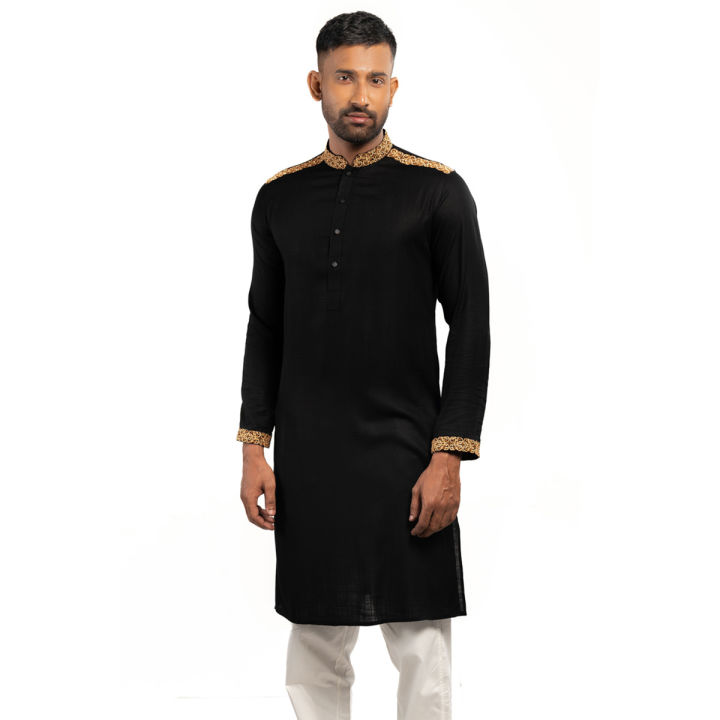Kay Kraft Black Cotton Embroidered Panjabi Men'S Panjabi For Men ...