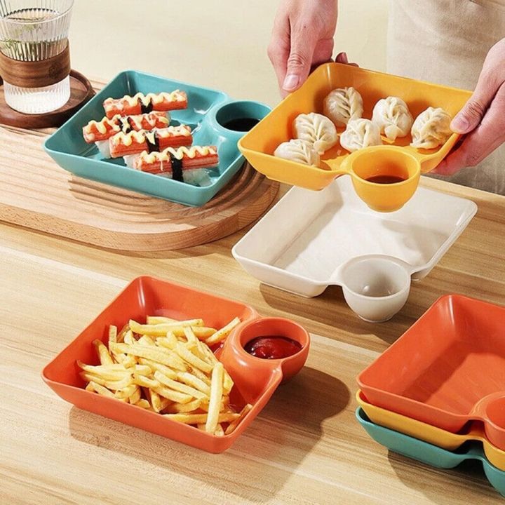 Japanese Dipping Dish Plate Kitchen Tableware Large Square Dumpling ...
