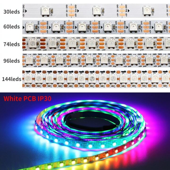 【Sell-Well】 1m/5meters/roll DC5V WS2812B Led Strip 30/60/74/96/144 Leds ...
