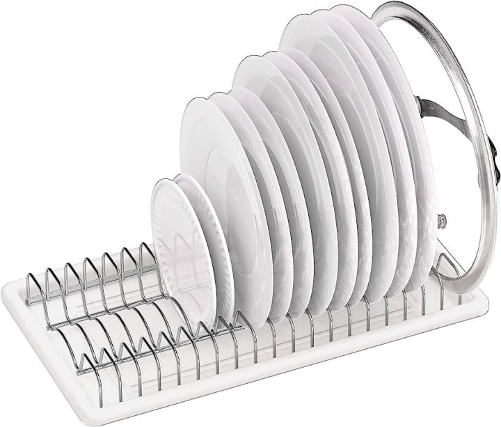 Simple Houseware Plate Drying Rack with Drainboard, Chrome-Single Layer ...