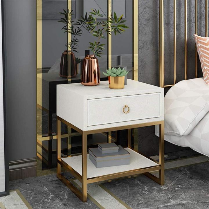 Bedside Table / Bedside Table with 1 Drawer Wrought Iron Frame Also A ...