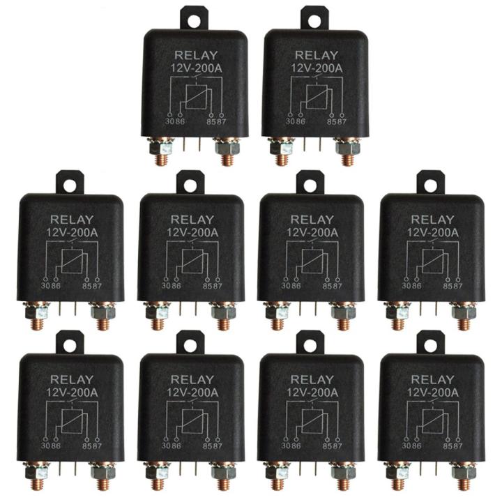 10X 12V 200A Normally Open 4 Pin Relay - Heavy Duty Automotive Marine ...