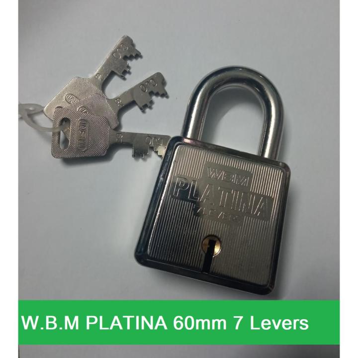 W.B.M PLA-TINA 60mm Seven Levers Double Locking Pad Lock Top Security 7 ...