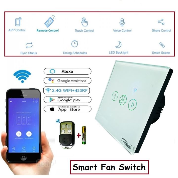 Smart WiFi Fan Switch – Remote & Touch Control | Works with Alexa ...