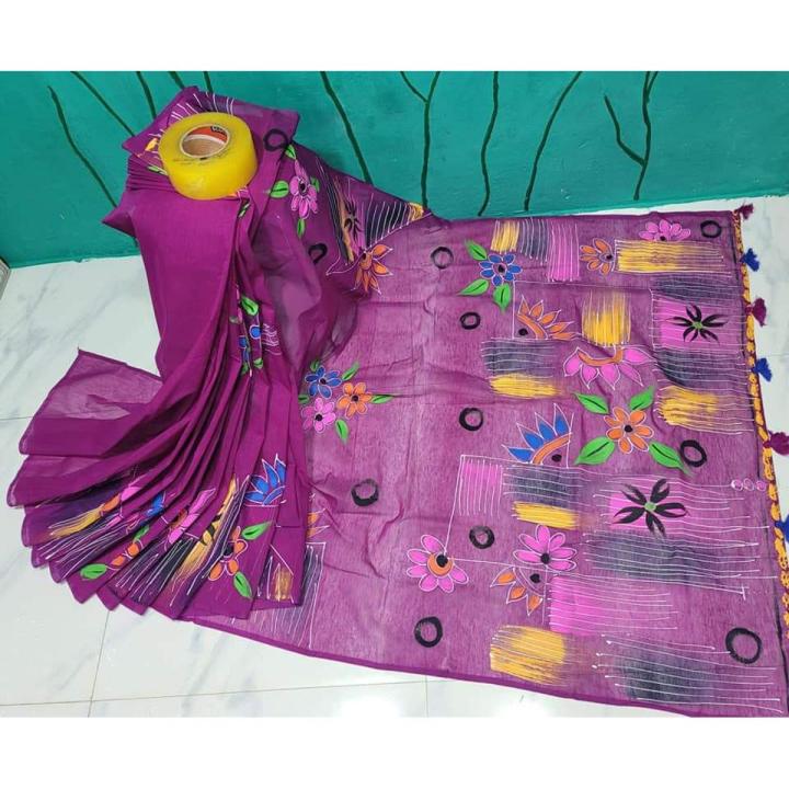 Exclusive Designer Hand Print Resom silk Saree / Resom suti Saree Super ...