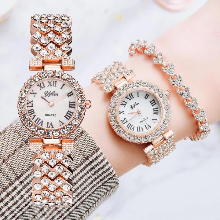 Elegant Luxury Full Diamond Quartz Watch / Ladies Korean Fashion ...