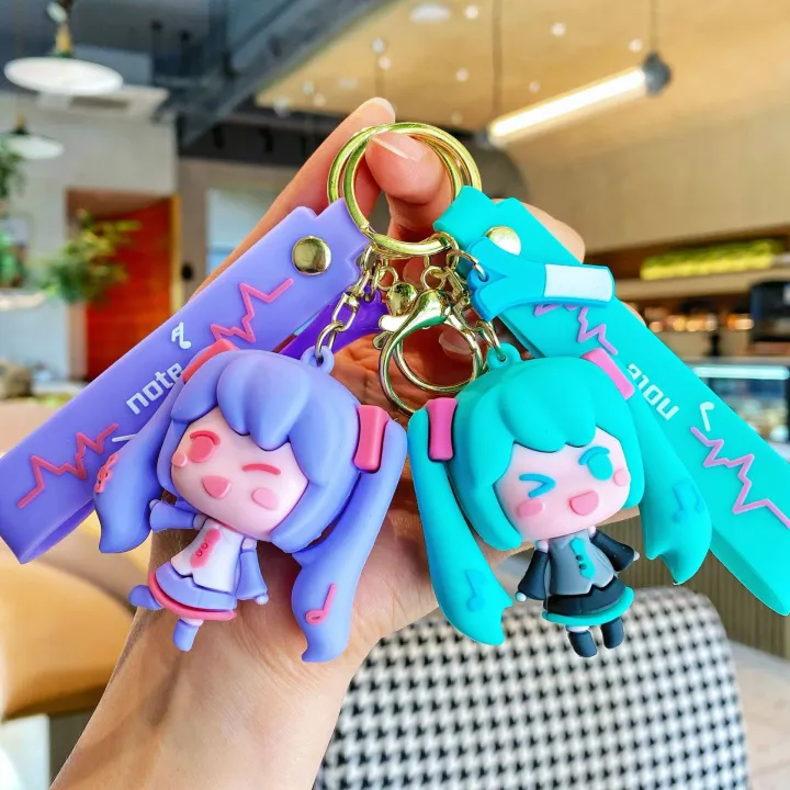 Anime Hatsune Miku keychain, cute cartoon girl, doll pendant, silicone ...